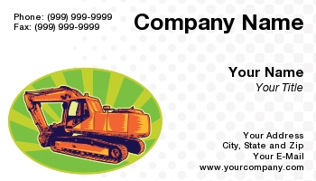 Heavy Equipment Business Cards